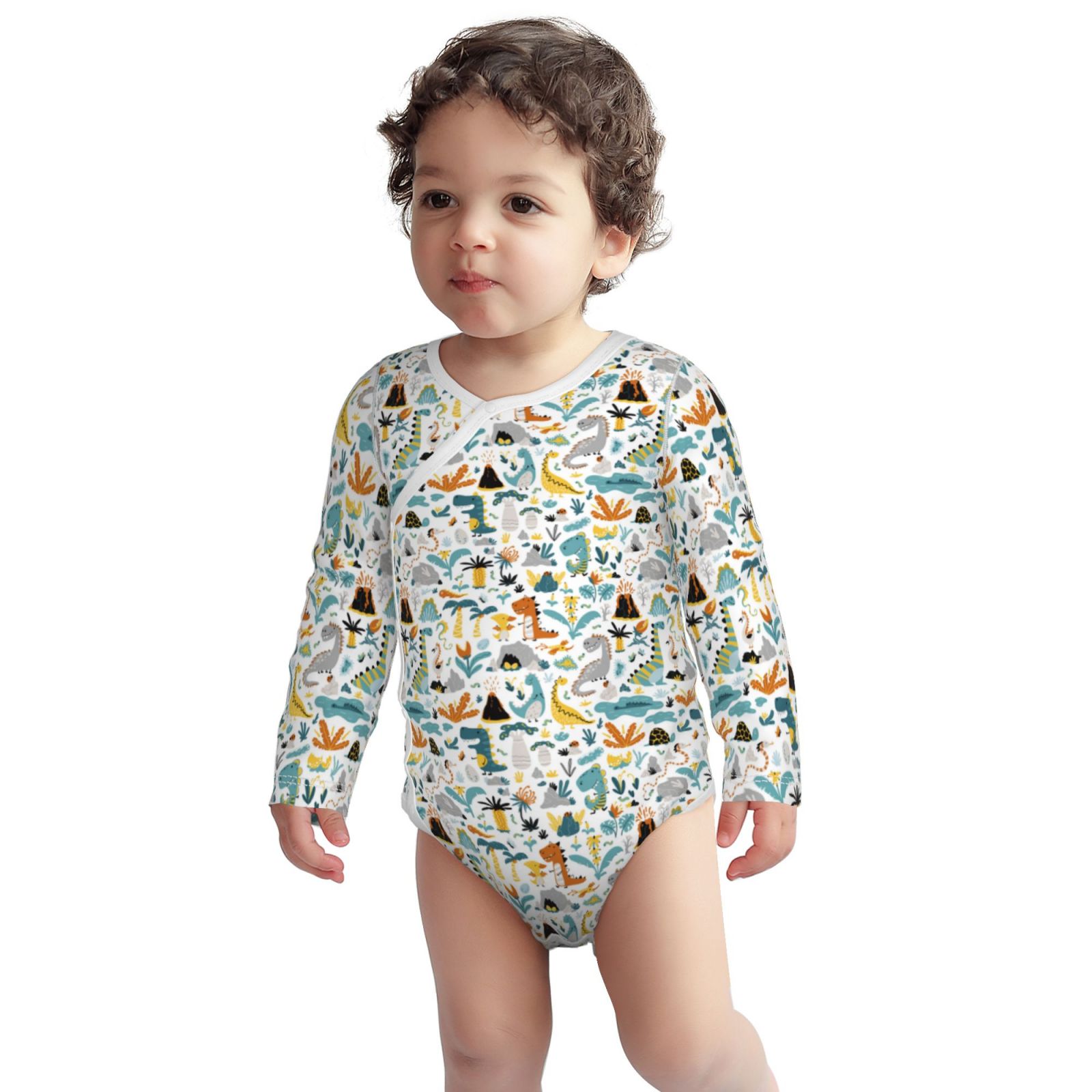 Long Sleeve Onesies Girl Boy, Cartoon dinosaur A Cute Comfy Cotton ...