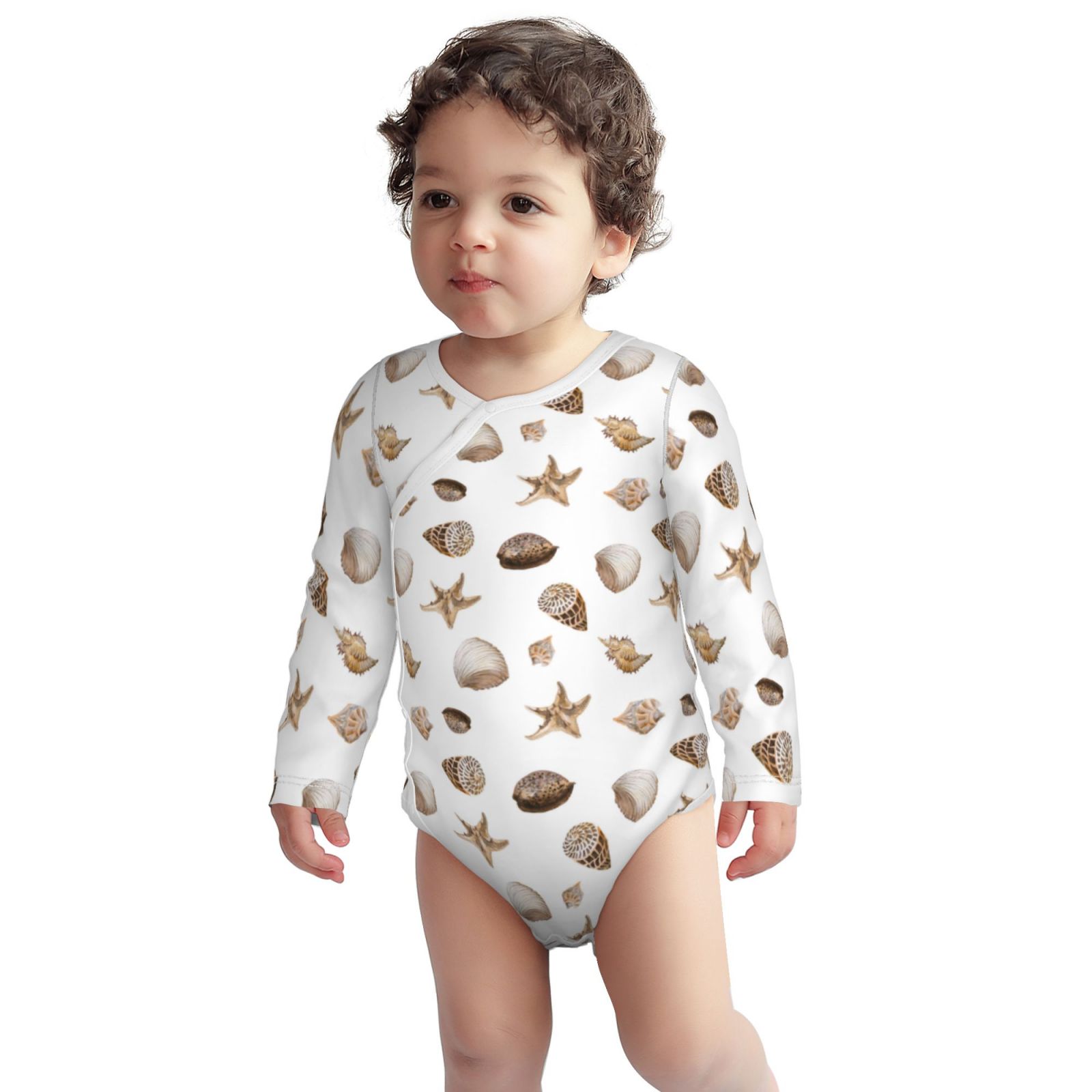 Long Sleeve Onesies Girl Boy, Conch Shell Starfish Cute Comfy Cotton ...