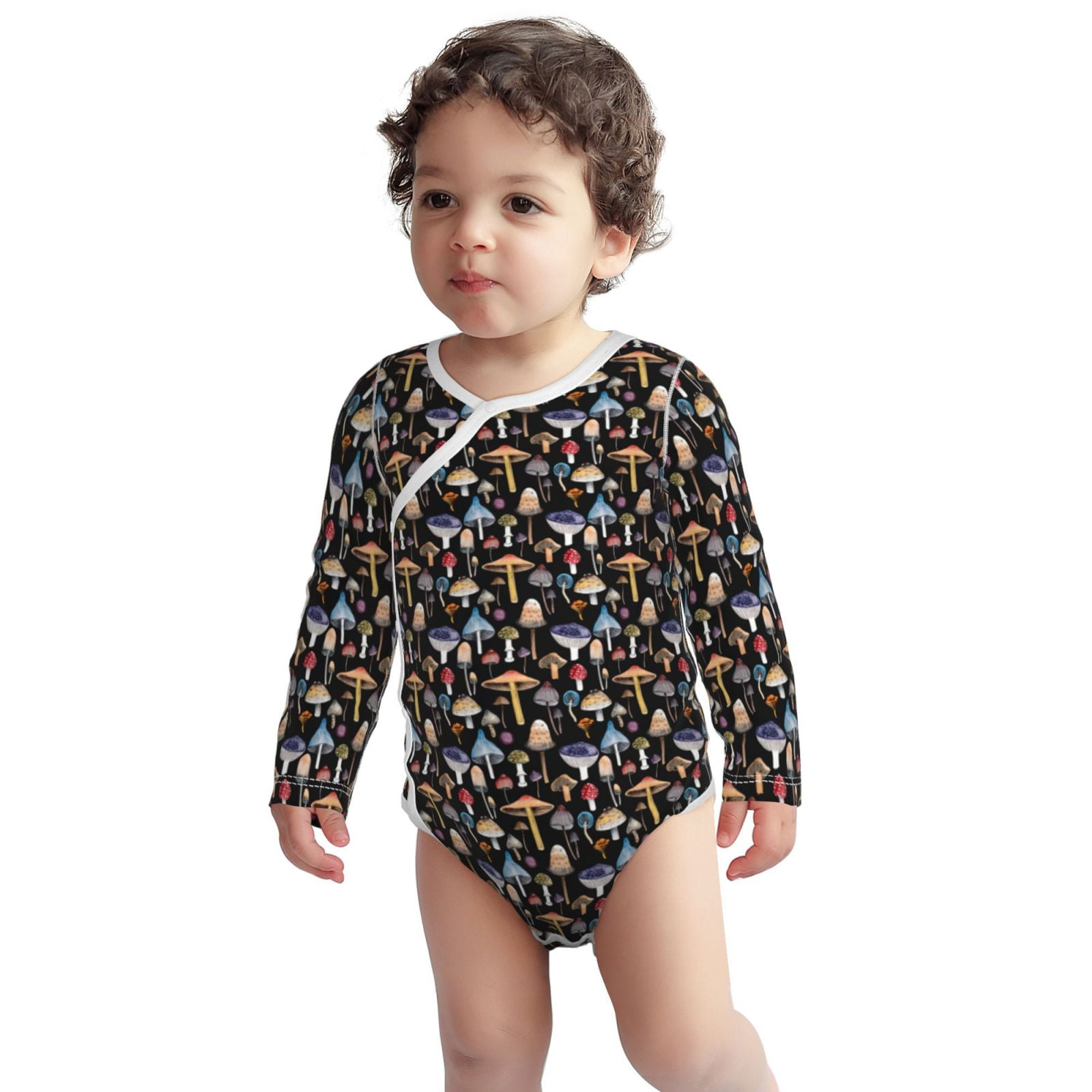 Long Sleeve Onesies Girl Boy, Mushrooms and Autumn Leaves Cute Comfy Cotton Unisex Baby Onsies ...