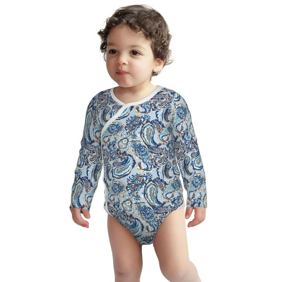Long Sleeve Onesies Girl Boy, Paisley Pattern No.90124 Cute Comfy ...