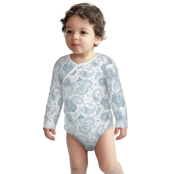 Long Sleeve Onesies Girl Boy, Paisley Pattern No.9024 Cute Comfy Cotton Unisex Baby Onsies ...