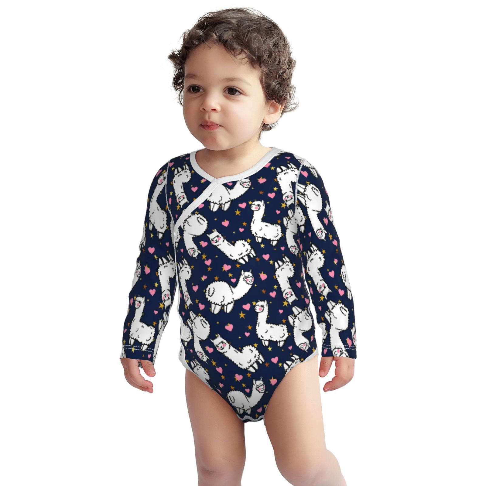 Long Sleeve Onesies Girl Boy, cute alpacas lama hearts star Cute Comfy ...