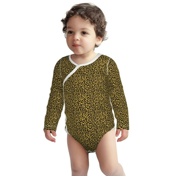 Long Sleeve Onesies Girl Boy, gold black Leopard trendy Cute Comfy Cotton Unisex Baby Onsies ...