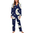 ANYWAY.GO Long Sleeve Pajama Set for Women Pattern Bear Moon Long ...