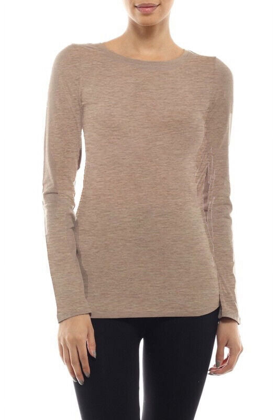 Long Sleeve Plain ROUND Neck T-shirts Cotton/Spandex Junior Size ...