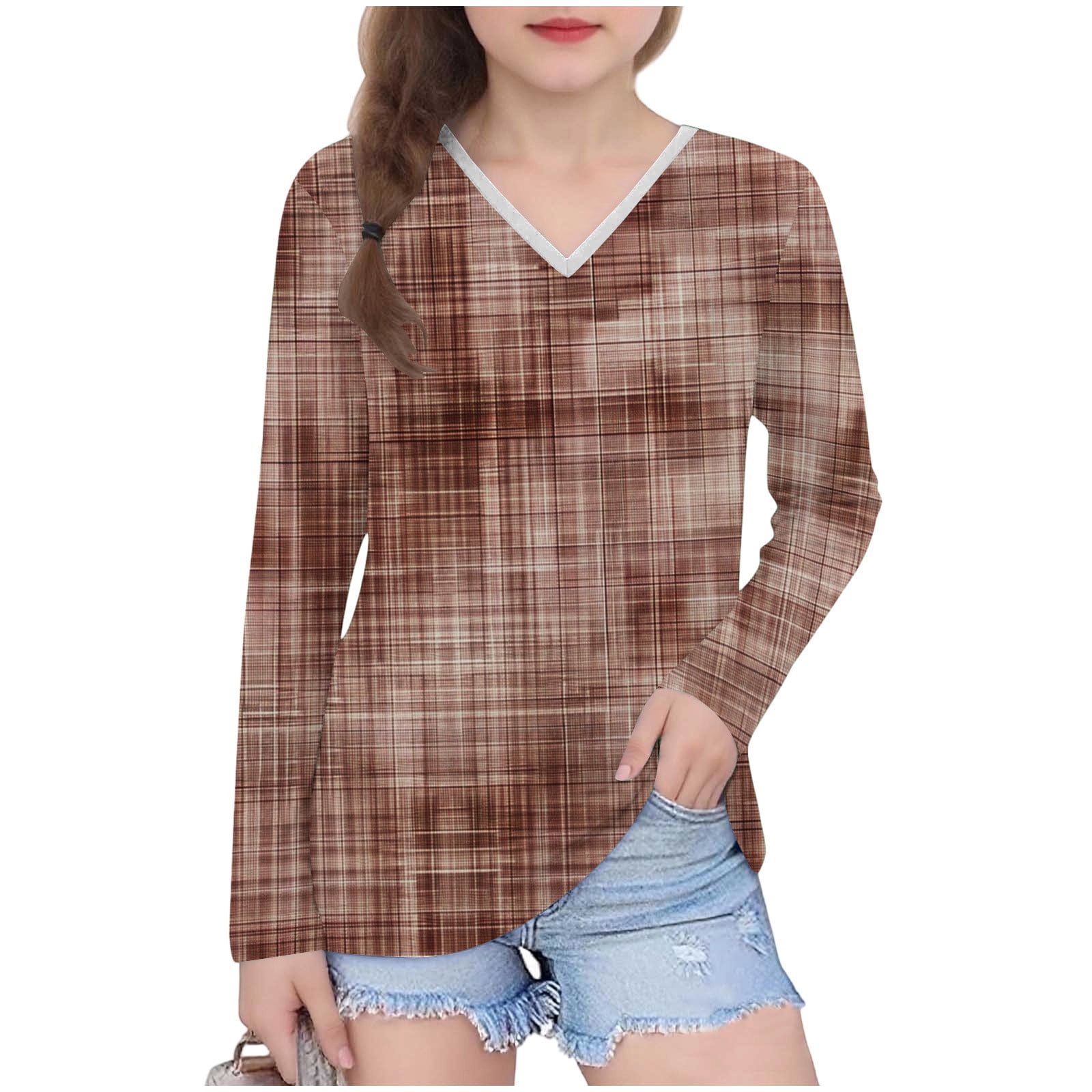Long Sleeve Prints Shirts Cute Crewnecks Dressy Casual Blouses Clothes ...