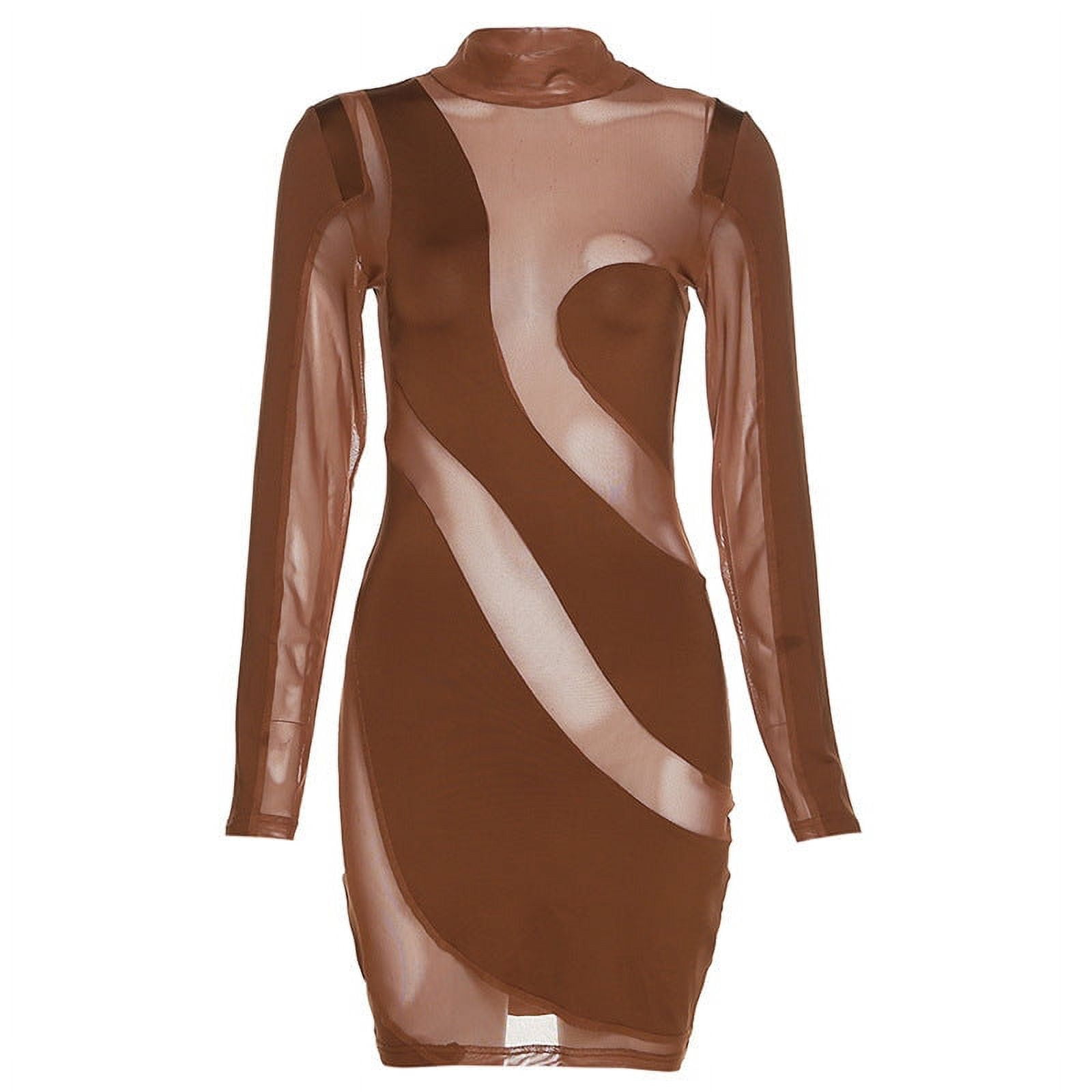 Long Sleeve Sheer Cut Out Bodycon Mini Dress - Walmart.com