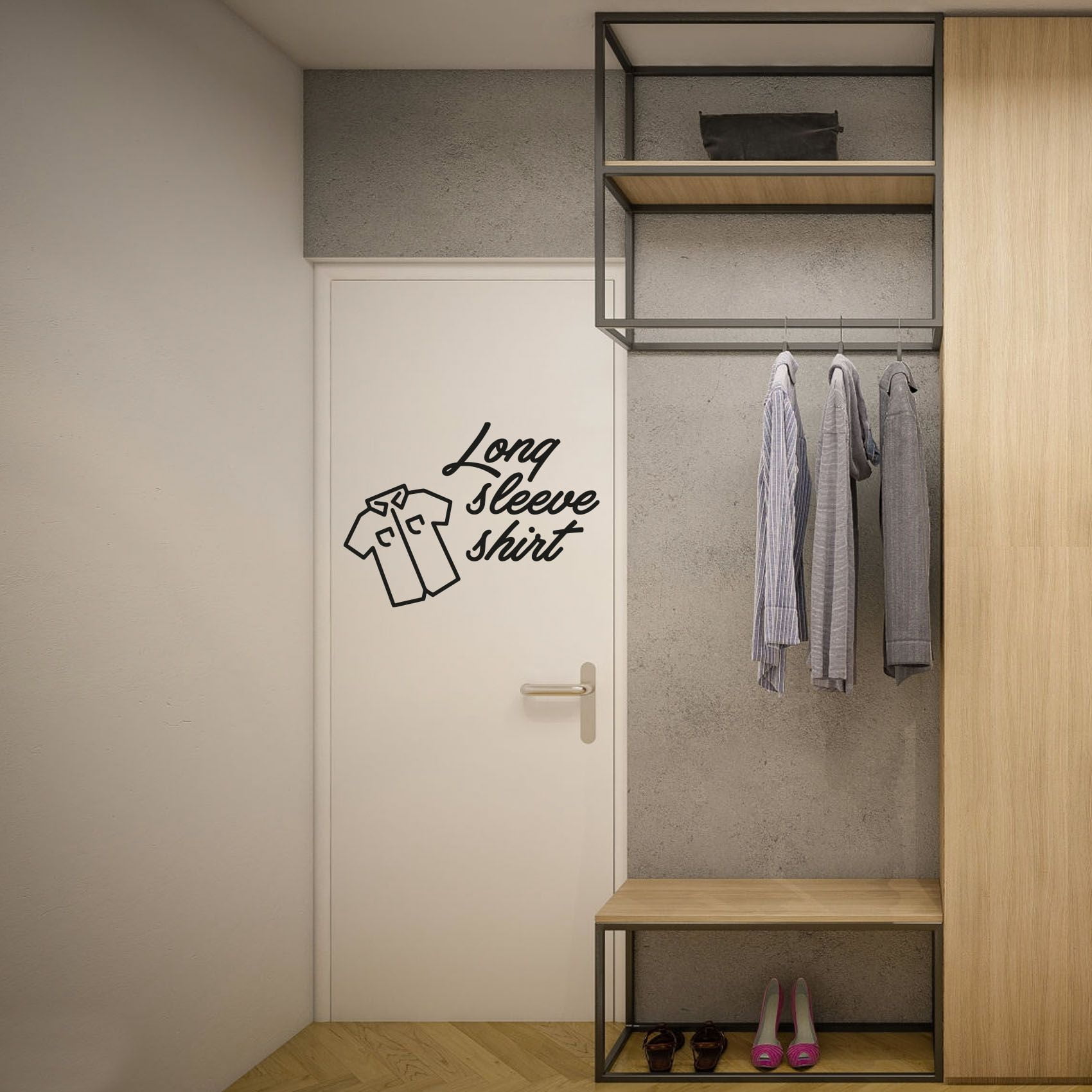 Long Sleeve Shirt - Closet Long Sleeve Shirt Area Label Signage Storage ...