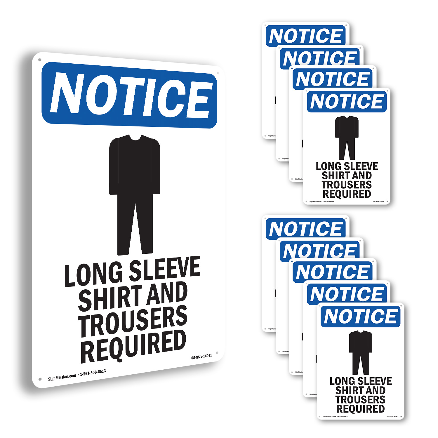 Long Sleeve Shirt OSHA Notice Rigid Plastic Sign 10 Inch x 7 Inch - 10 ...