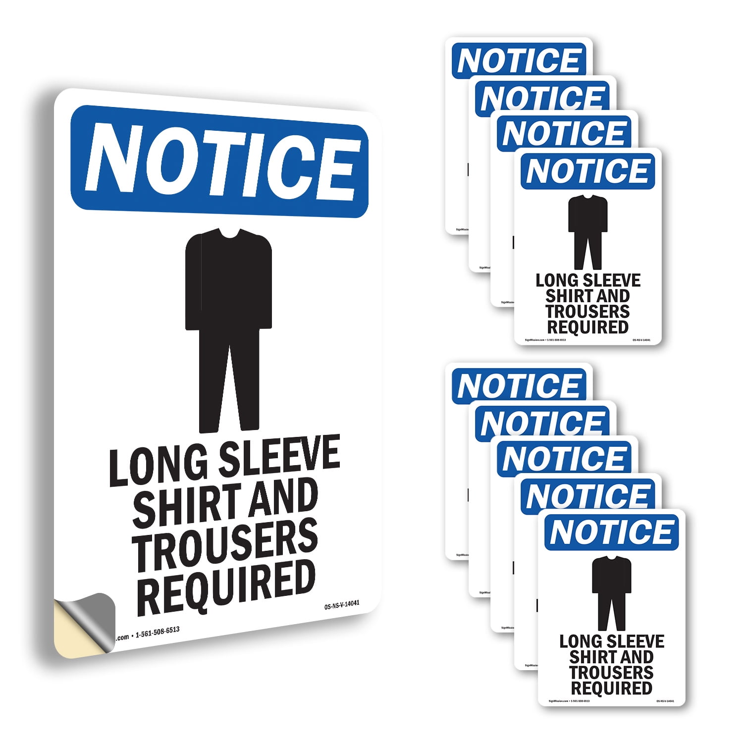 Long Sleeve Shirt With Symbol OSHA Notice Vinyl Decal Label 10 Inch x 7 ...