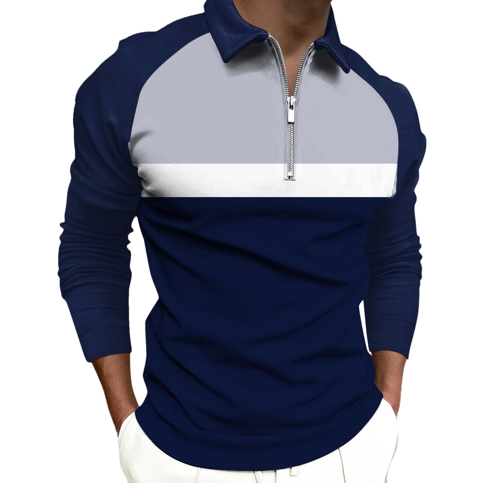 Long Sleeve Shirts for Men Business Casual Tops for Men, Formal Zip ...