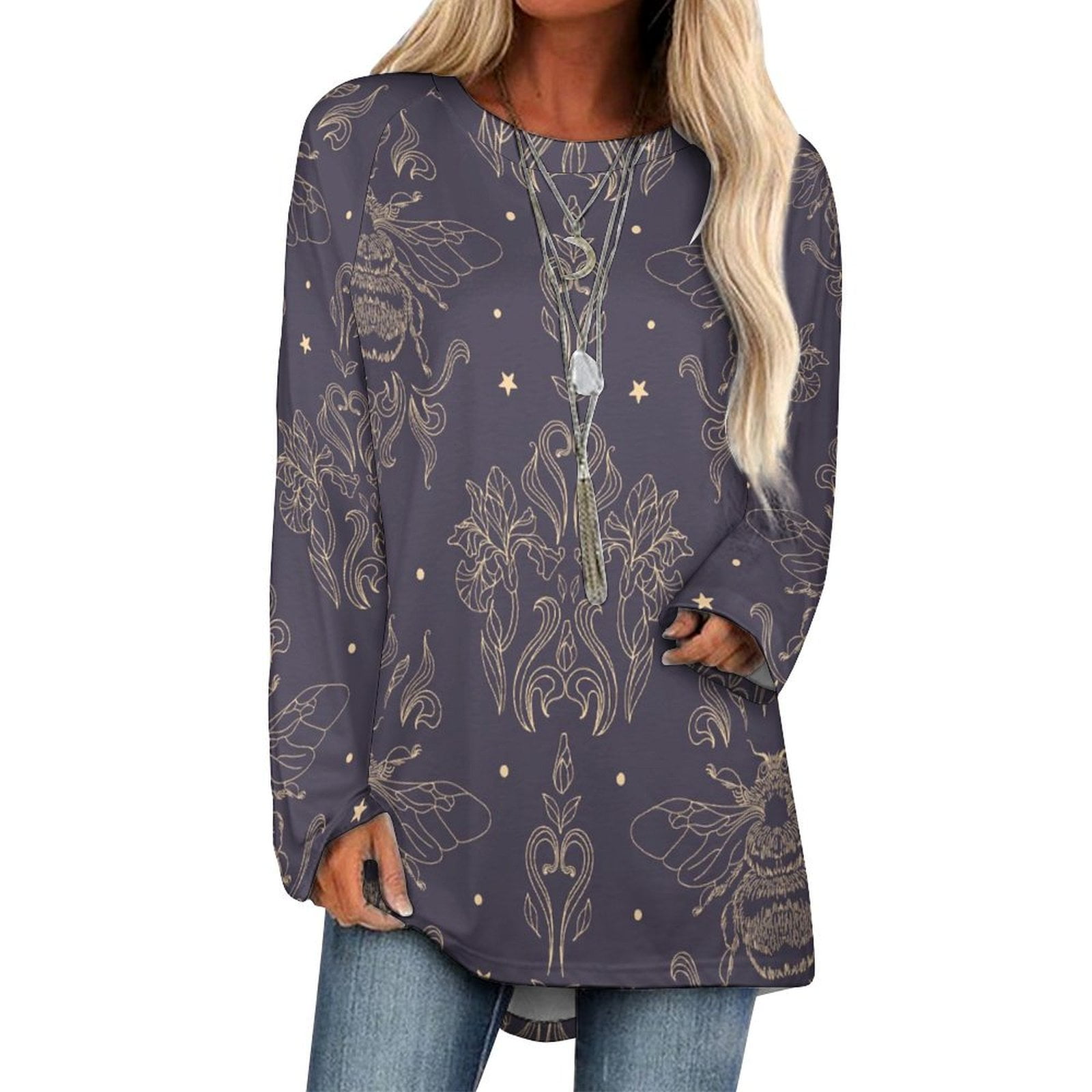 Long Sleeve Shirts for Women - Golden Bumblebee Loose Fit Womens Long ...