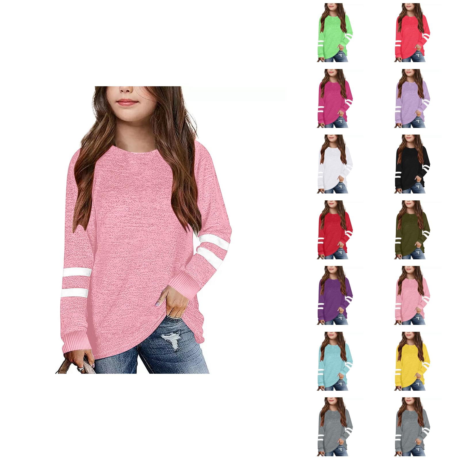 Long Sleeve Shirts for Girls 2026 Spring Fall Casual Crewneck Cute ...