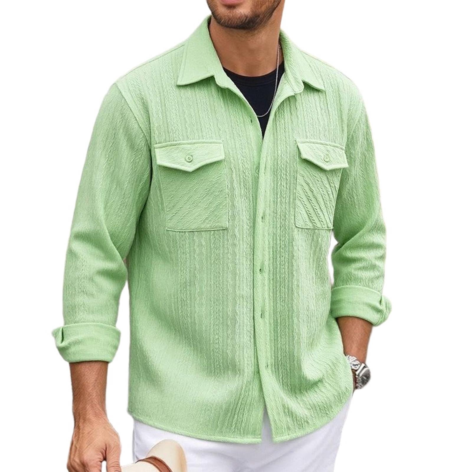 Long Sleeve Shirts for Men, Men's Button Down Waffle Shirt Jacket ...
