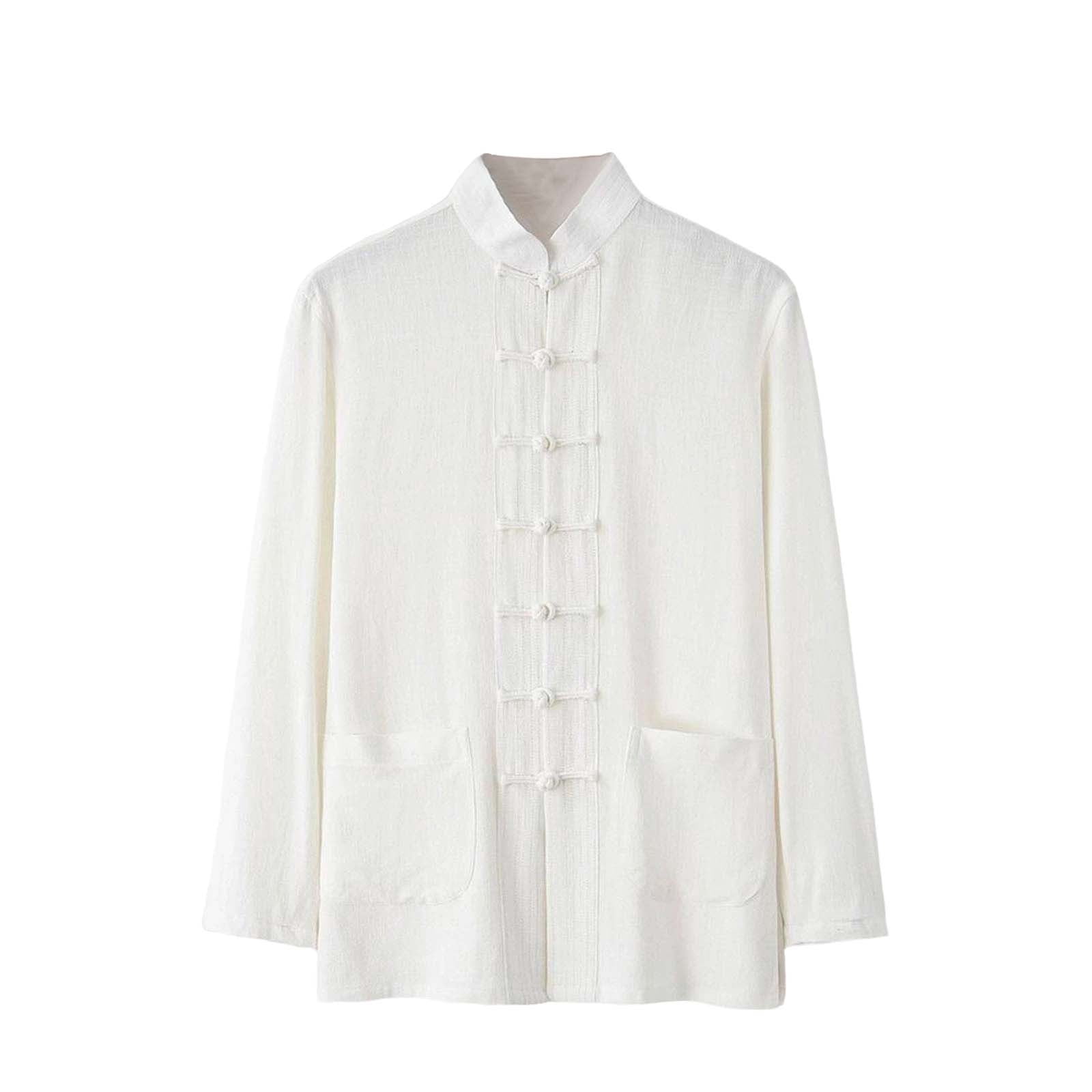 Long Sleeve Shirts for Men, Men's Linen Shirts Long Sleeve Retro ...