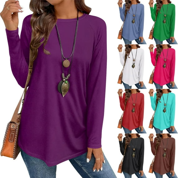 Long Sleeve Shirts for Women Casual Tops Loose Tshirts Fashion 2025 ...