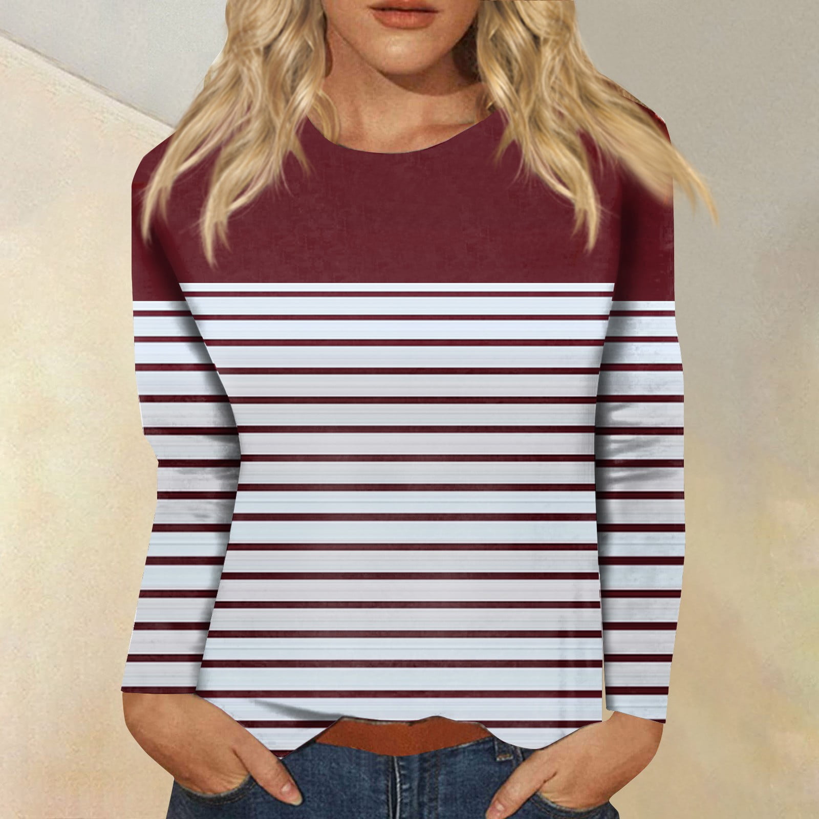 Long Sleeve Shirts for Women Cute Print Graphic Tees Blouses Casual ...