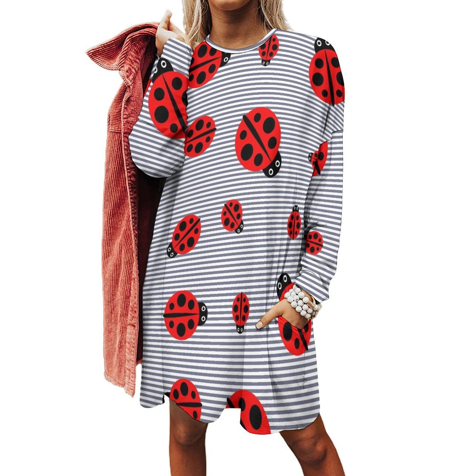 Long Sleeve Shirts for Women Ladybug Loose T Shirts Crew Neck Tees with ...