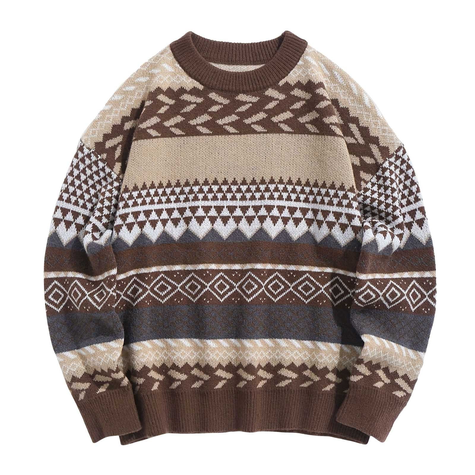 Long Sleeve Shirts for Women, Mens Knit Sweater Grandpa Vintage Knitted ...