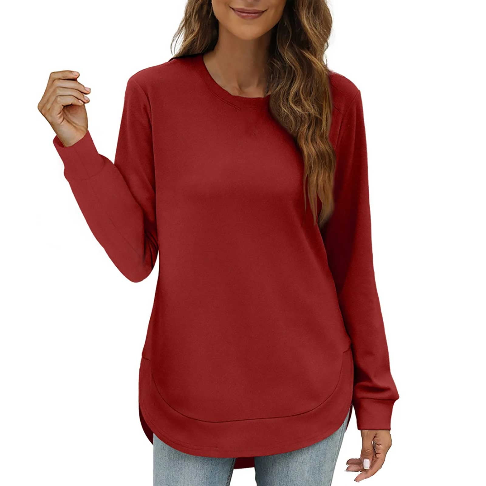 Long Sleeve Shirts for Women Sweatshirt Crewneck Long Sleeve Shirts ...