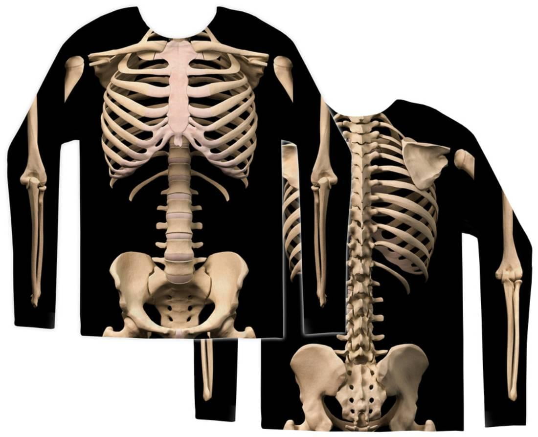 Long Sleeve: Skeleton Costume Tee Apparel Long Sleeves - Sublimation ...