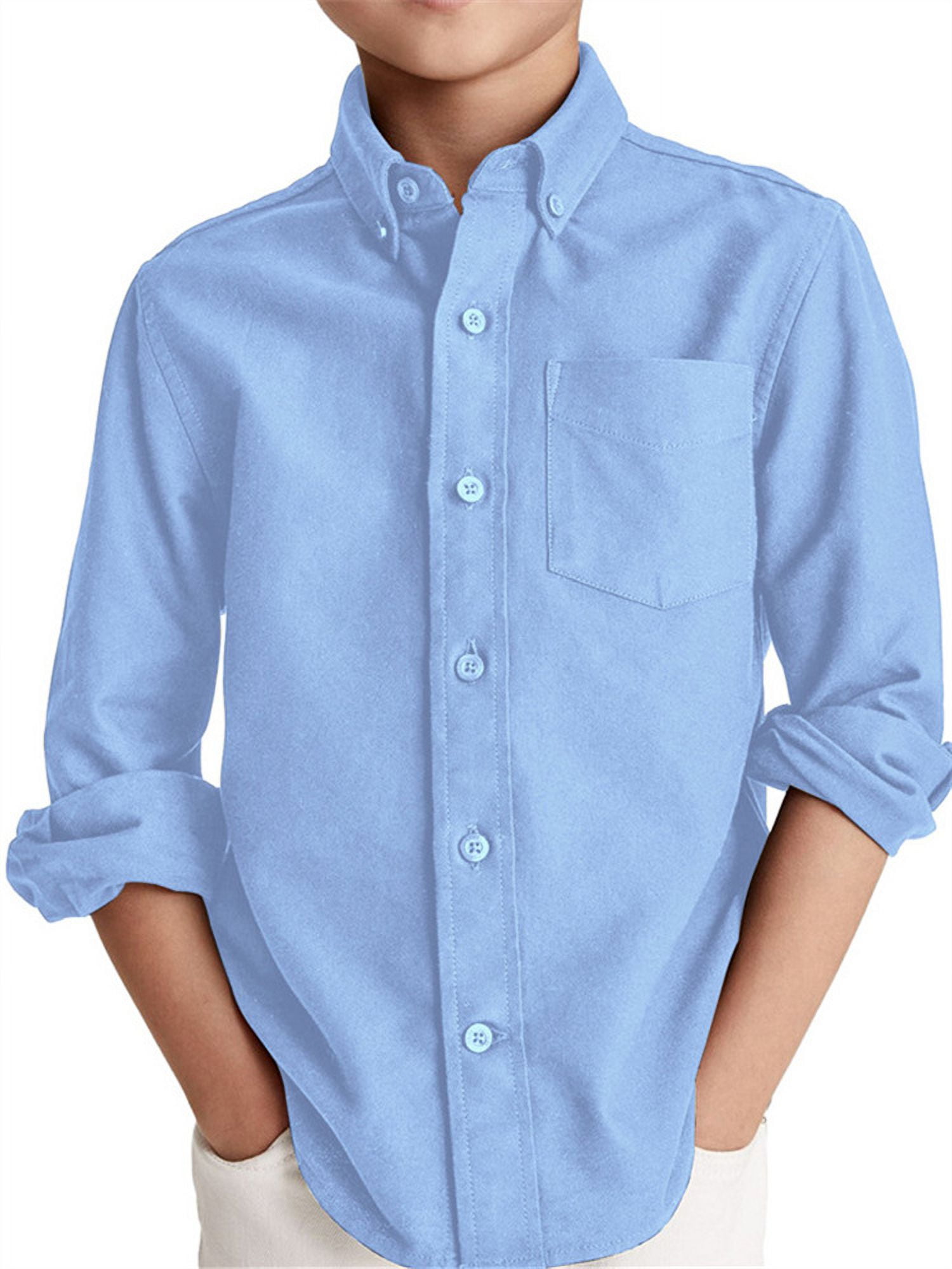 Long Sleeved Boys Casual Blouse Kids Turn-Down Collar Button Down Tops ...