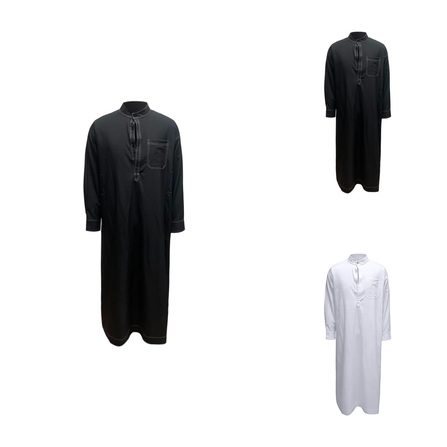 Long-Sleeved Embroidered Men's Islamic Thobe, Premium Arabic-Style ...