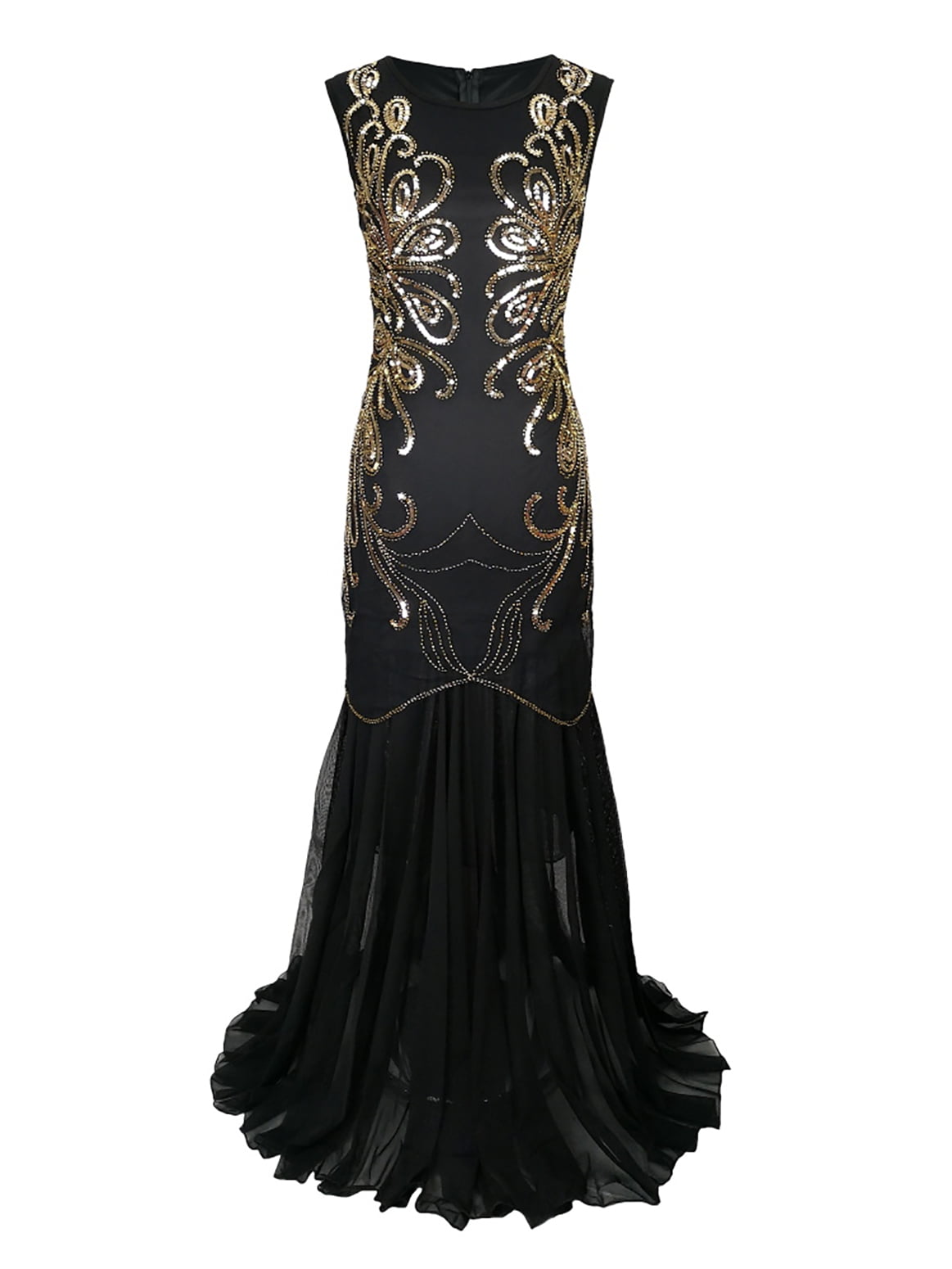 Long Sleeveless Sequin Art Deco Flapper Wedding Dress Styles 1920S ...