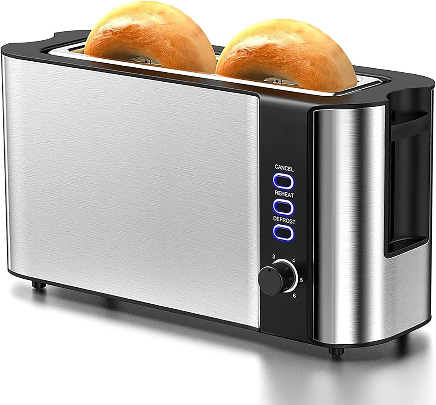 Long Slot 4 Slice Toaster, Electric Toaster with Countdown Timer and ...