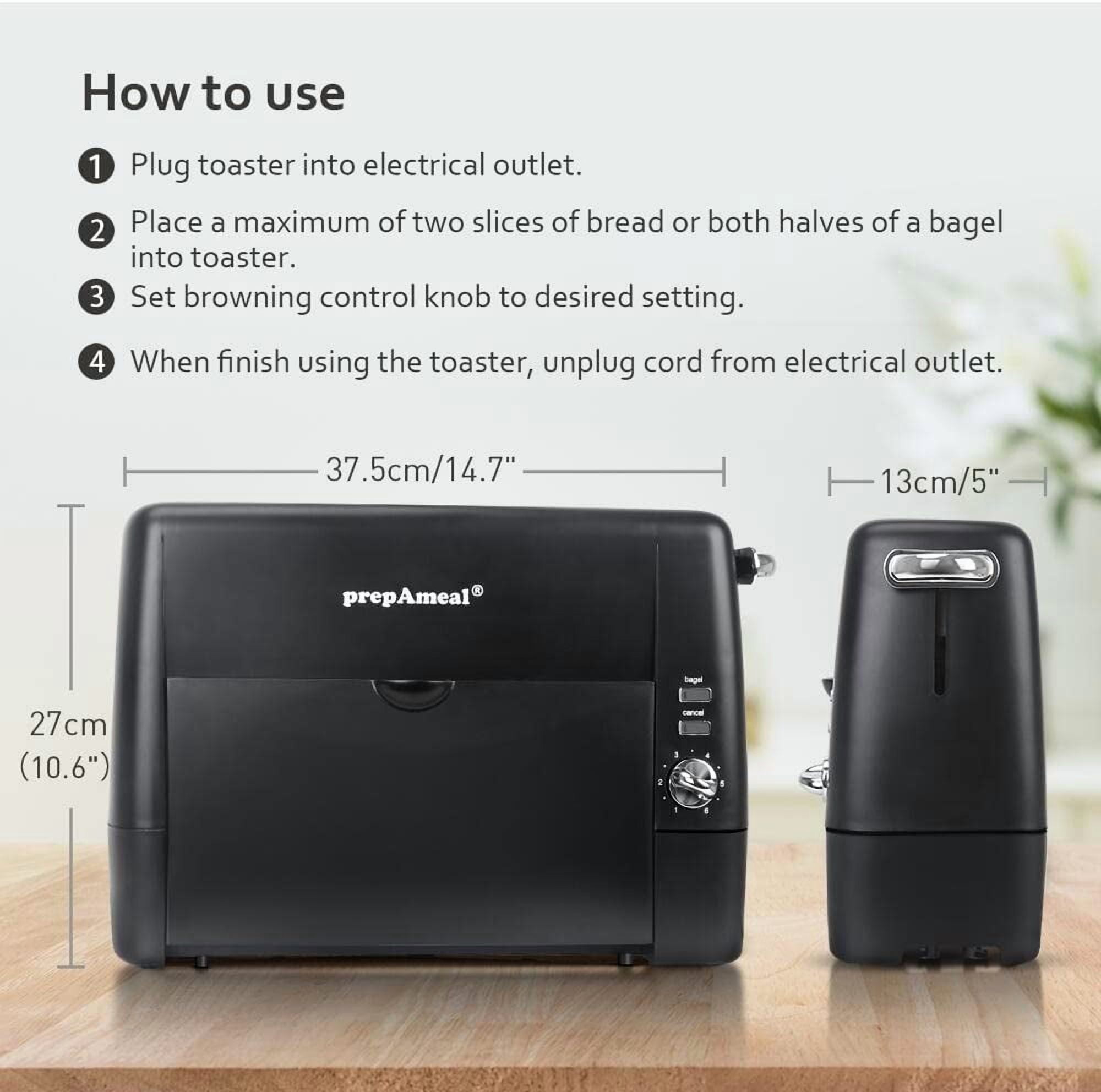 Long Slot Toaster 2 Slice Toaster with 6 Shade Settings, Bagel/Cancel ...