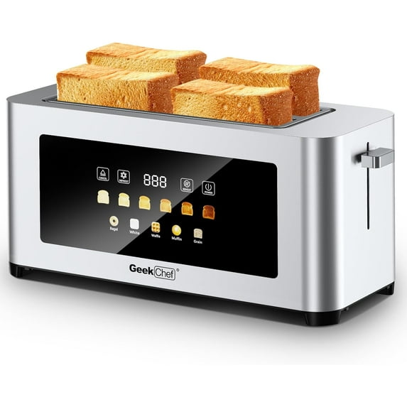 Long Slot Toaster 4 Slice, 1.5" Touch Screen Extra Wide Slots for ...