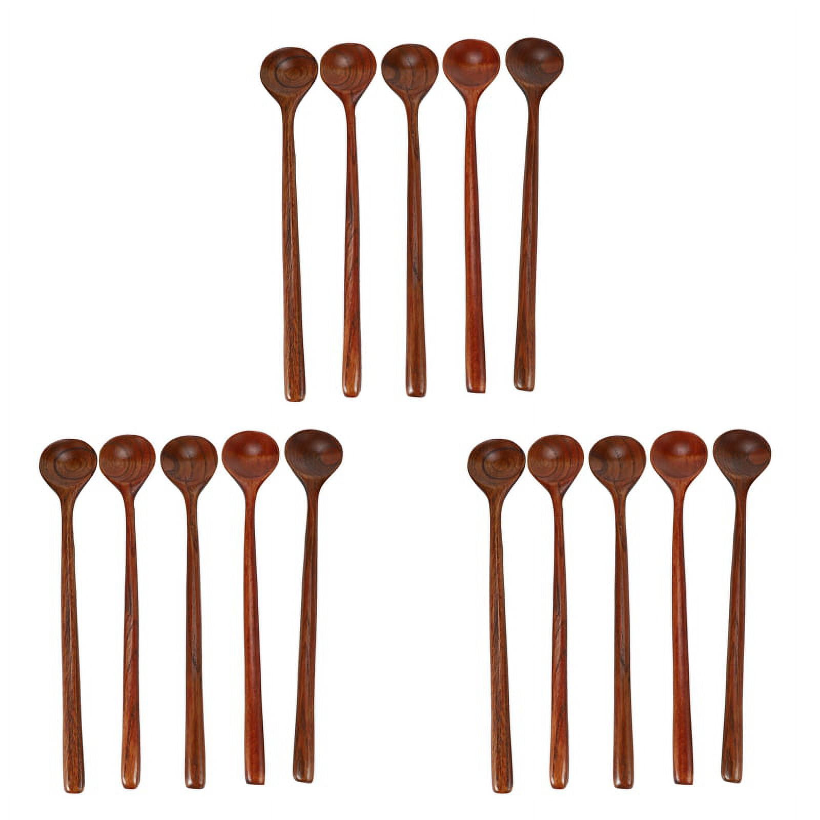 Long Spoons Wooden, 15 Pieces Korean Style 10.9 Inches 100% Natural ...