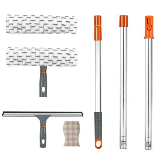 Long Squeegee and Scrubber Combo with Sturdy Handle for Window Cleaner ...
