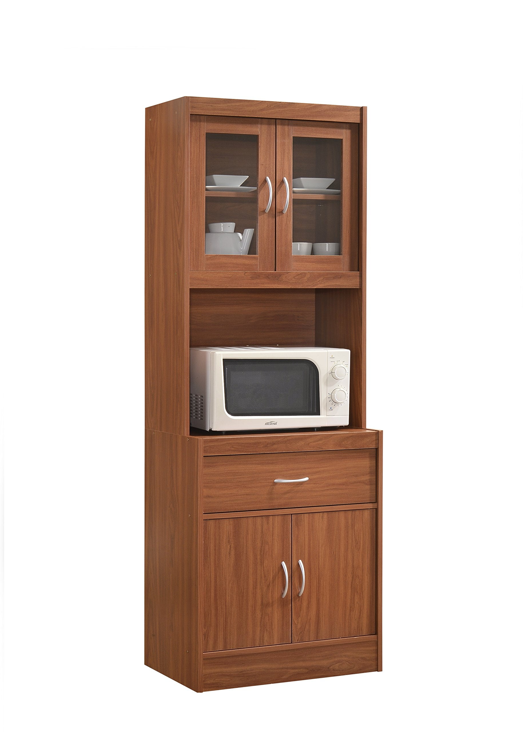 Long Standing Kitchen Cabinet with Top & Bottom Enclosed Cabinet Space ...