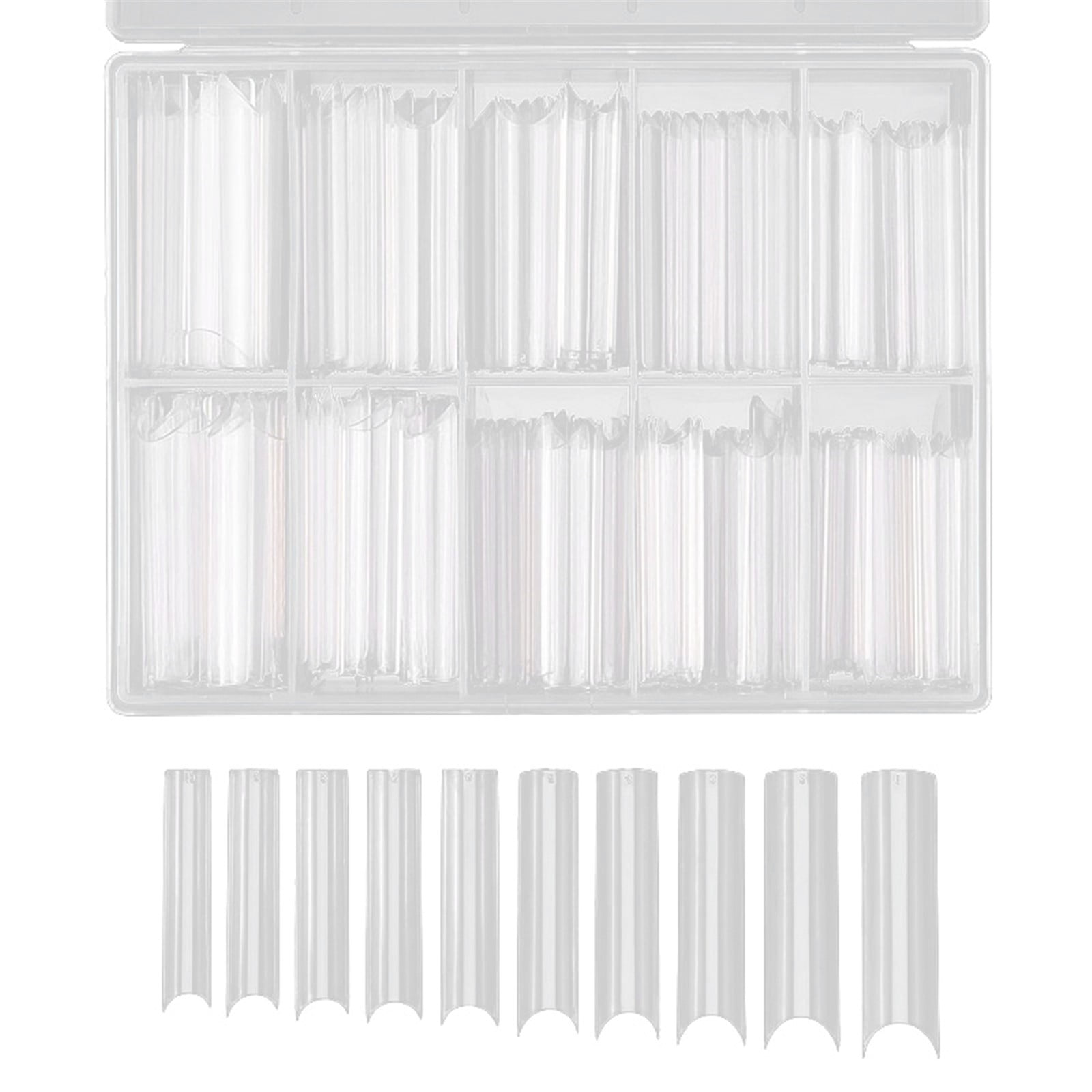 Long Straight Square - Shape Acrylic False Nail Tips with Box (Clear ...