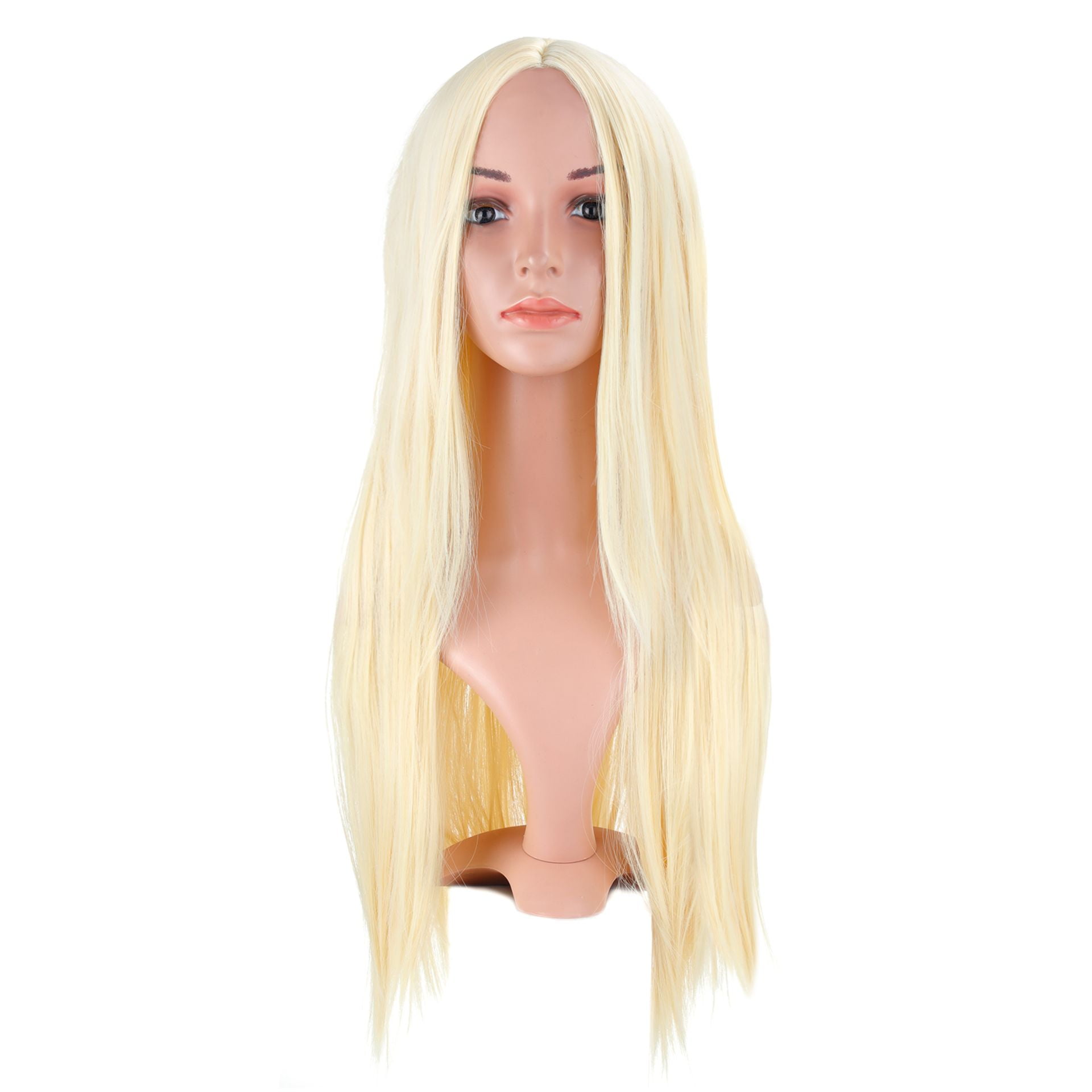 Long Straight Wig, Heat Resistant Synthetic Fiber Blonde Wig, 28-Inch ...