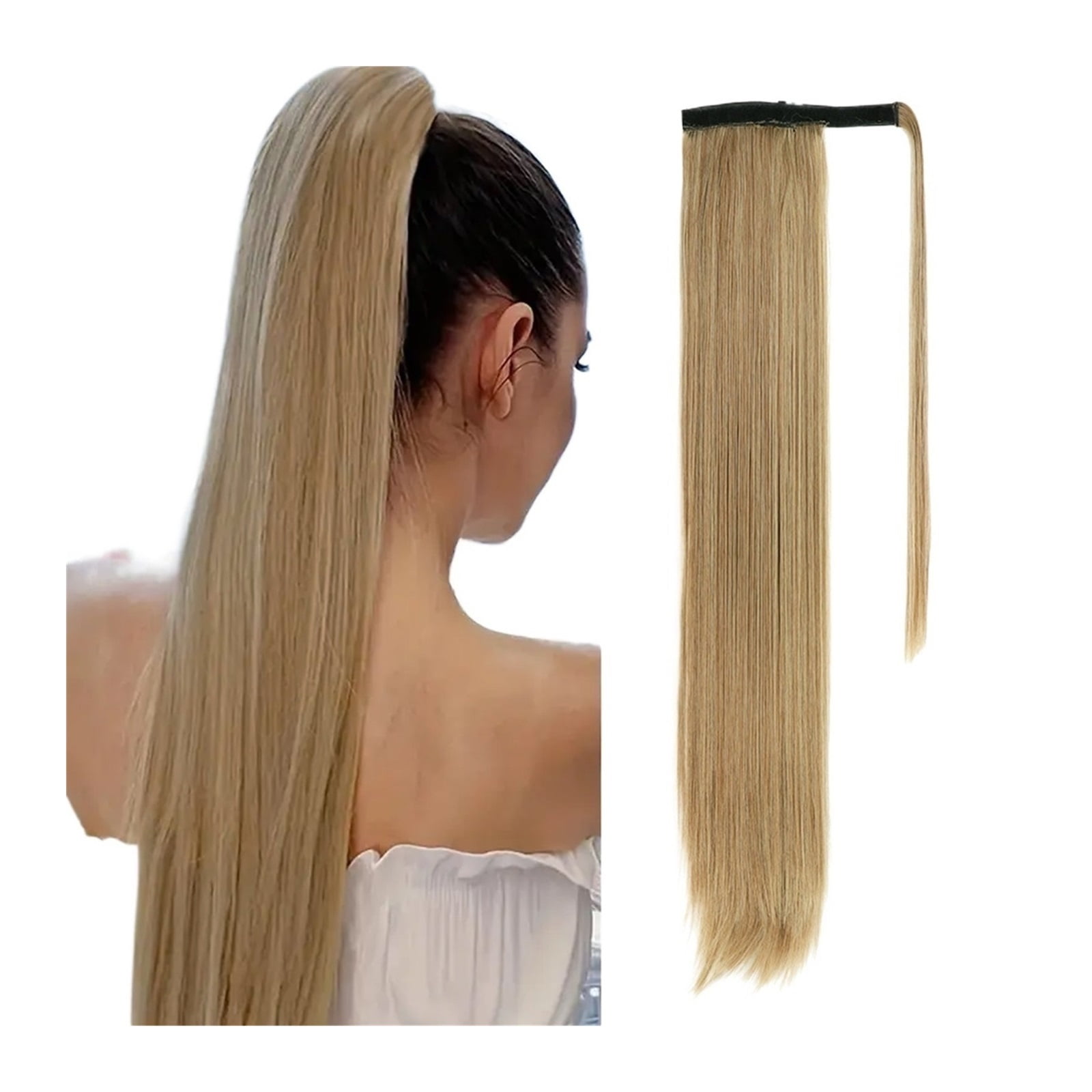 Long Straight Wrap Around Clip in Ponytail Hair Extensions Synthetic ...