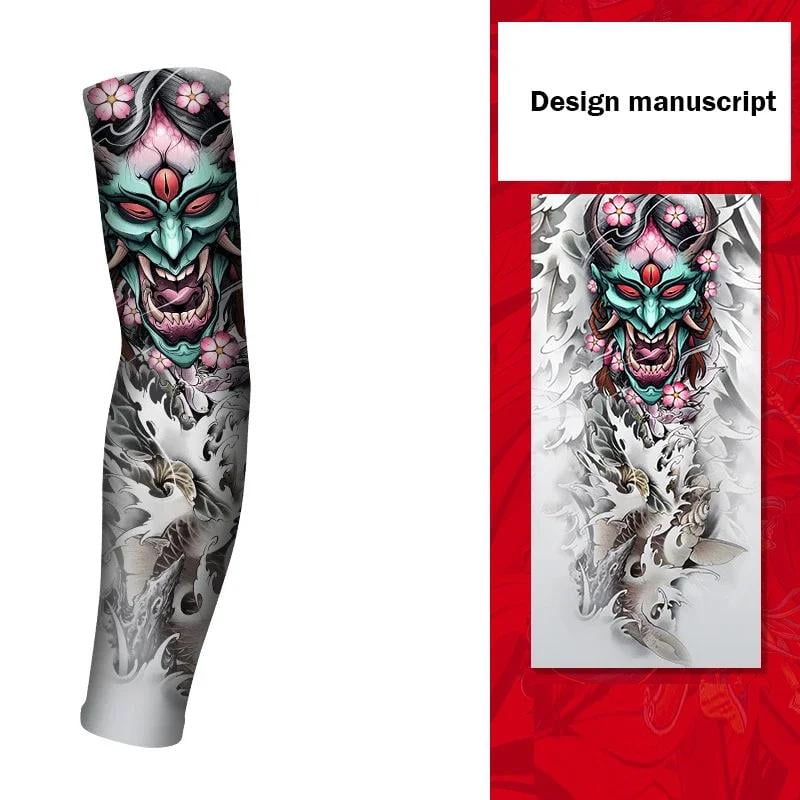 Long Summer Tattoo Sleeves Sun Protection Cover Unisex Ice Silk Arm ...