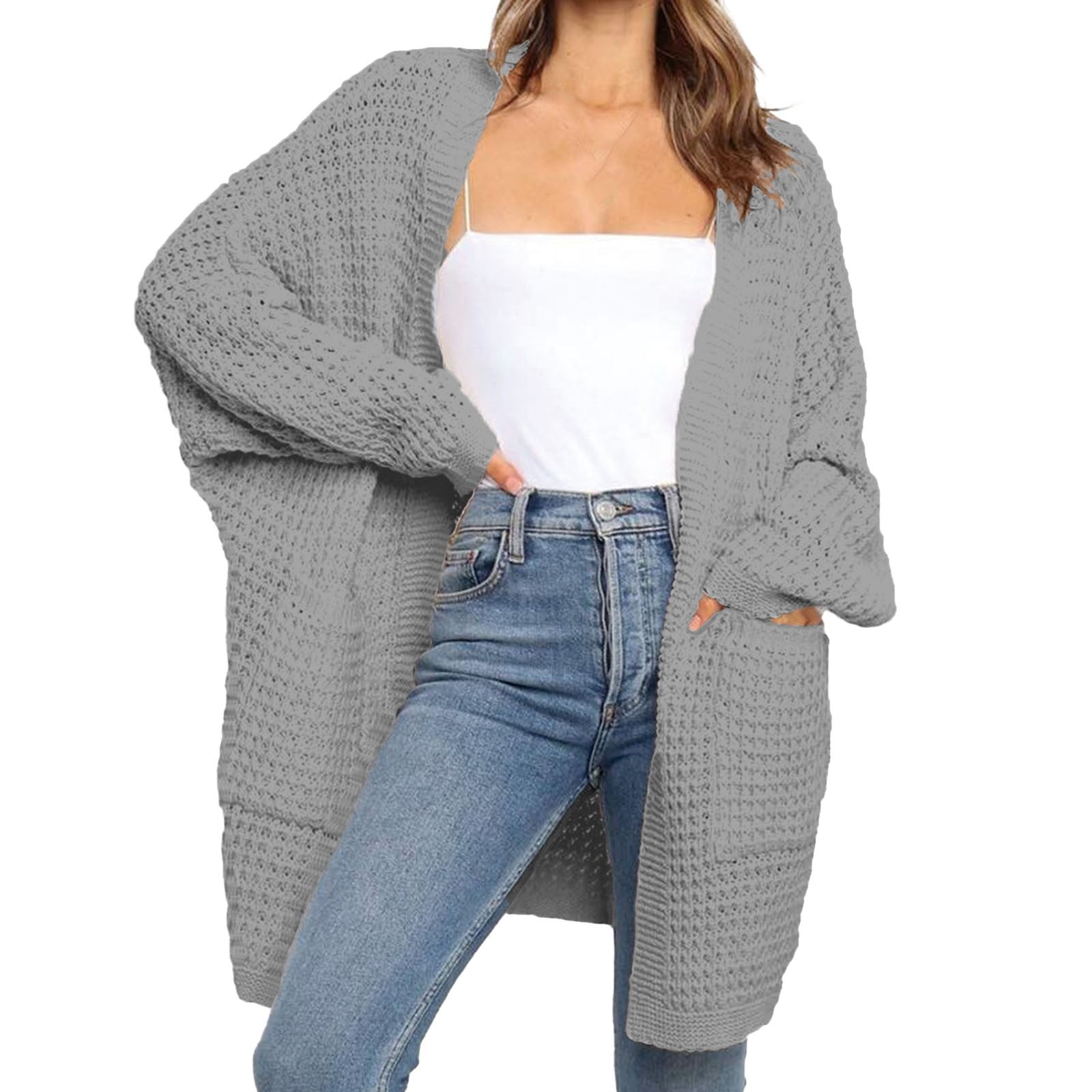 MPWEGNP Long Sweaters Women's New Knitted Cardigan Loose Large Sweater ...