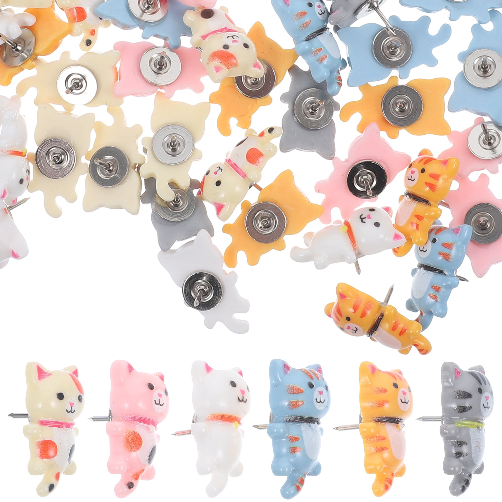 Leifggao 60pcs Cat Push Pin Animal Push Pins Decorative Thumb Tacks for ...