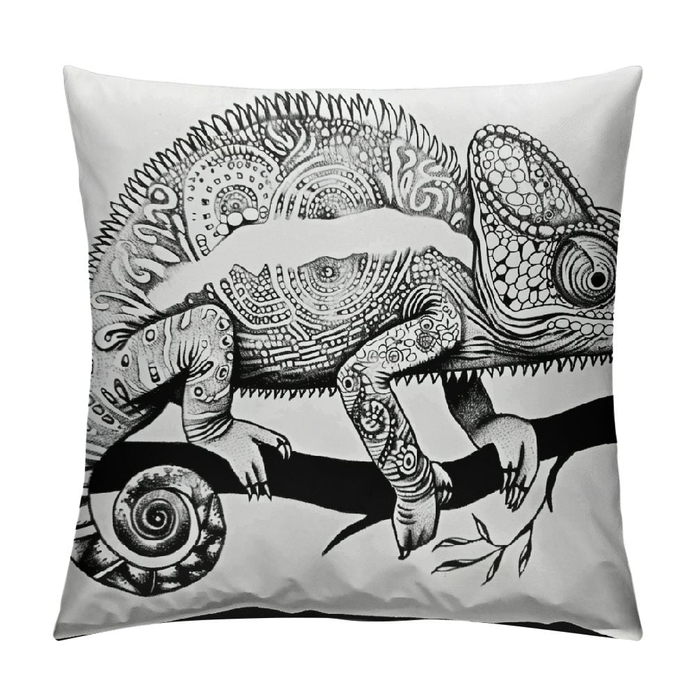 Long Tail Lizard Animal Portrait Sketch Throw Pillow Lumbar Insert ...