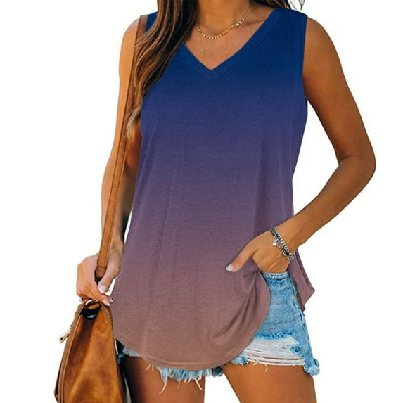 Long Tank Tops For Women Sevevn Womens Print Tank-Neck Basic Casual ...