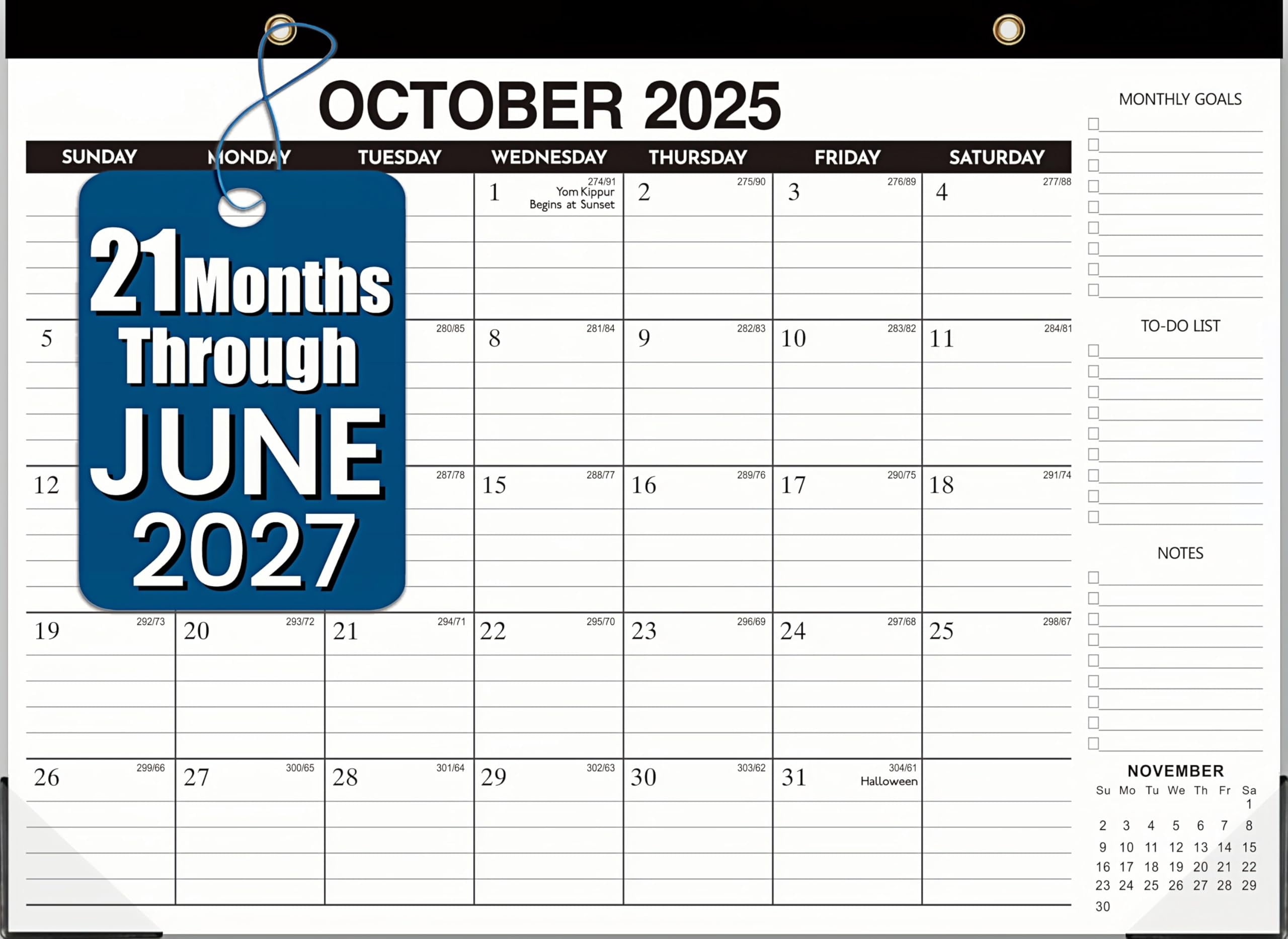 Long-Term Desk Calendar 2025-2027, 21-Month Schedule Planner Covering ...