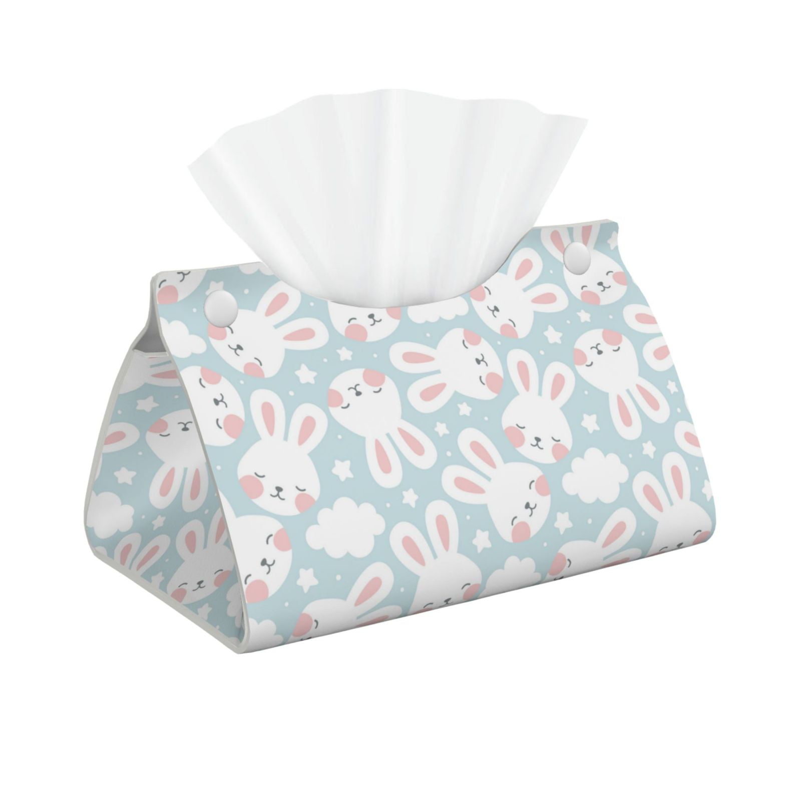 Long Tissue Box Cover, Cartoon Cute Rabbit Face Stars Foldable Modern ...