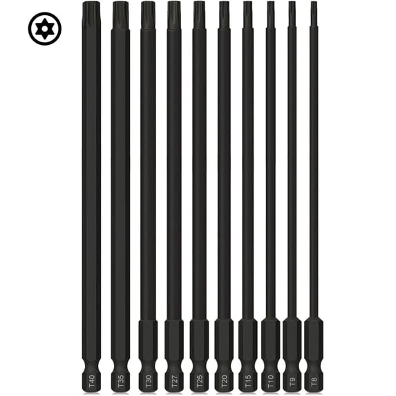 Long Torx Bit Set, 1/4" Hex Shank Security Tamper Proof Star Torx Bit ...