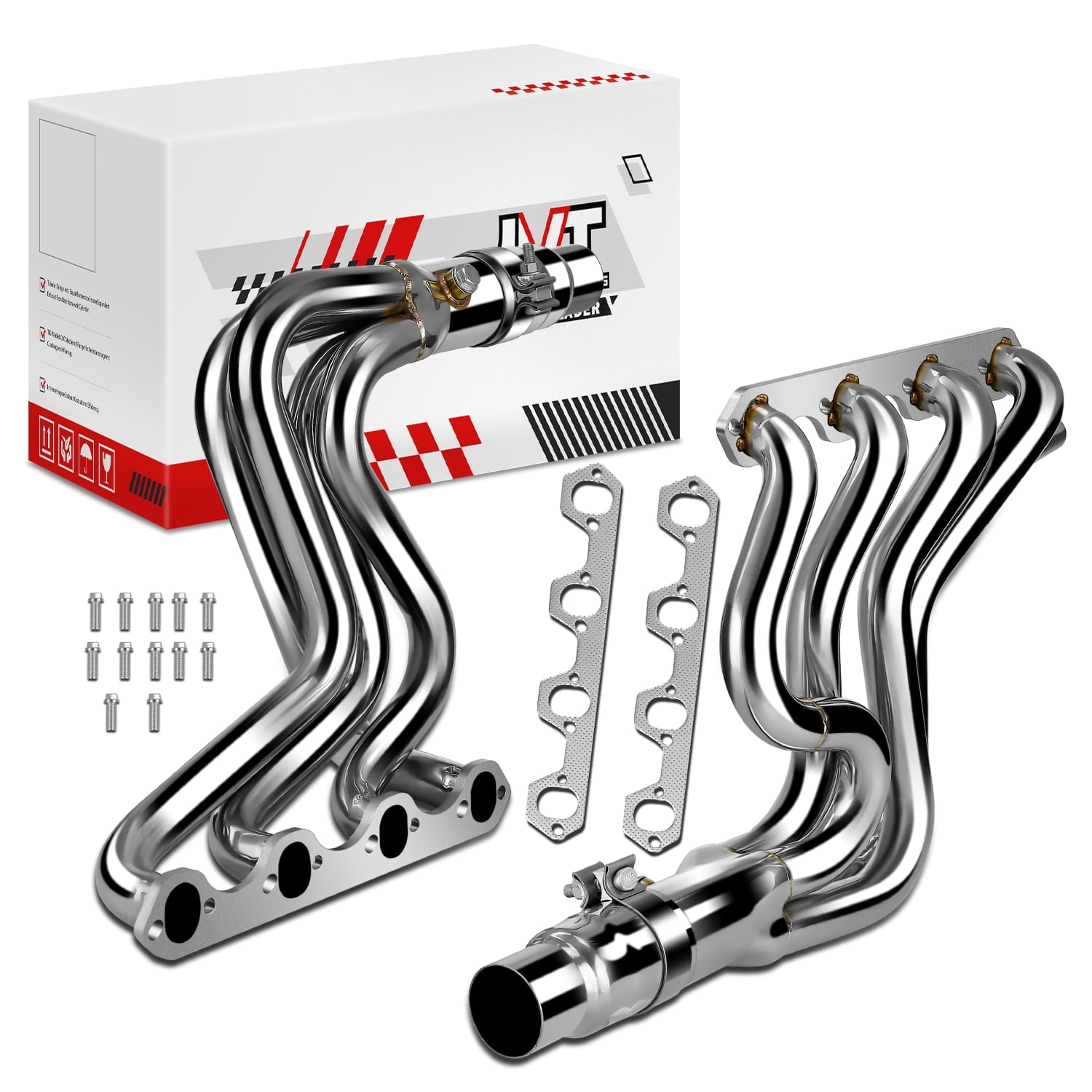 Long Tube Exhaust Header Manifold w/ Reducer for 1987-1996 Ford F150 ...