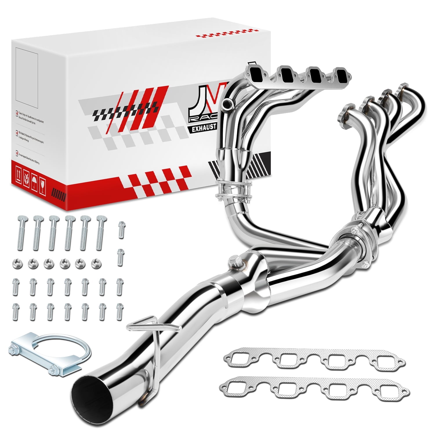 Long Tube Exhaust Manifold Header w/ Y Pipe for 1988-1997 Ford F250 ...