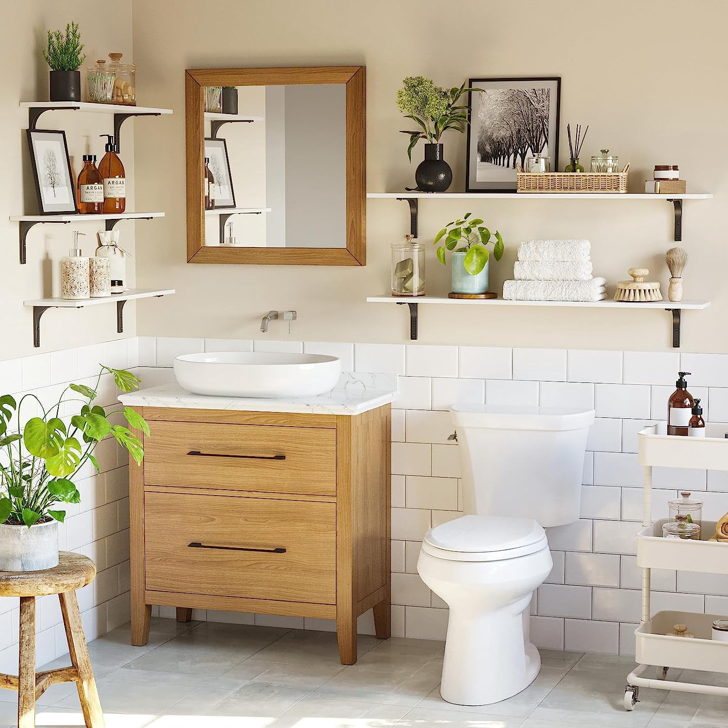 Long Wall Shelves, 47.3Inch Wall Mounted Shelves Set of 2, Extra Large ...