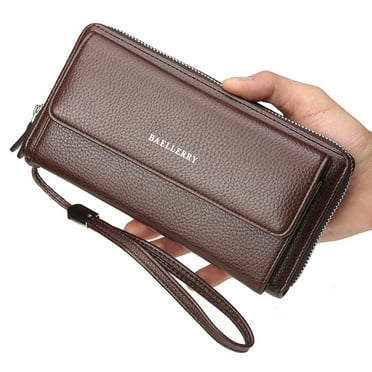 Men's Bifold Leather Zip Coin Long Wallet Multi Card Holder Purse ...