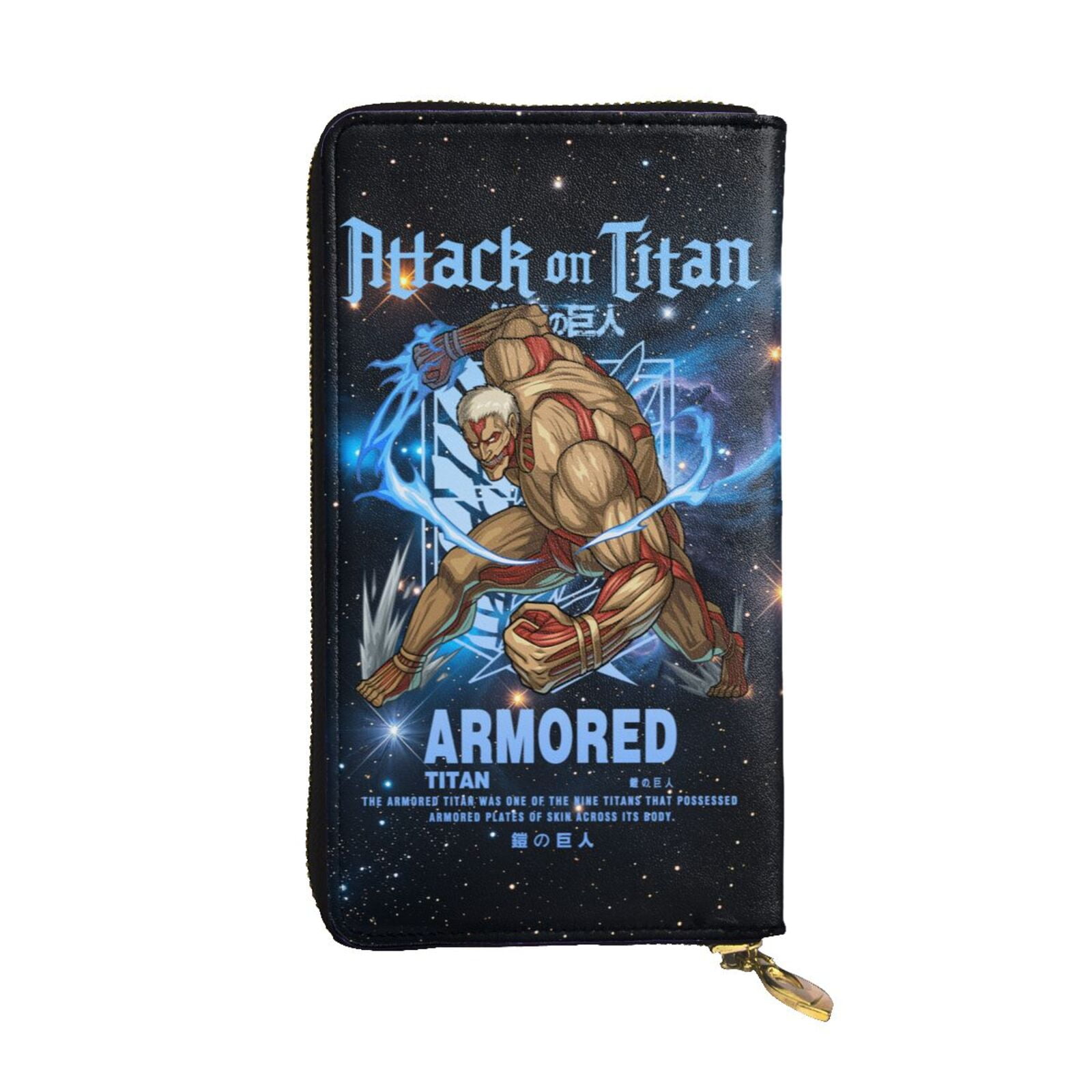 Long Wallet Zipper Leather Card Holder Armored Titan Attack On Titan ...